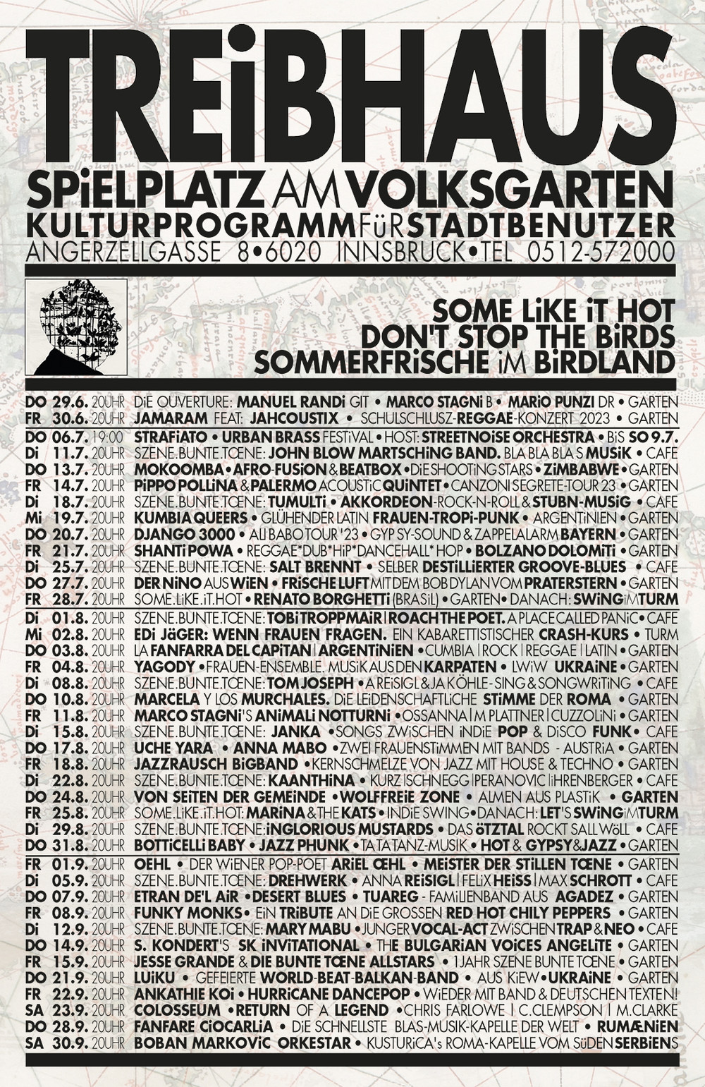 DER TREiBHAUS*SOMMER*KONZERT*PASS // SOMMER 2023: 21.6. BIS 30.9 ...